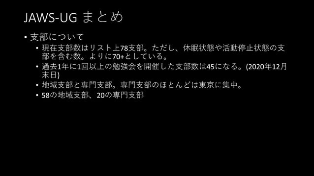 [JAWS-UG朝会] JAWS-UG 2020 Summary | PPT