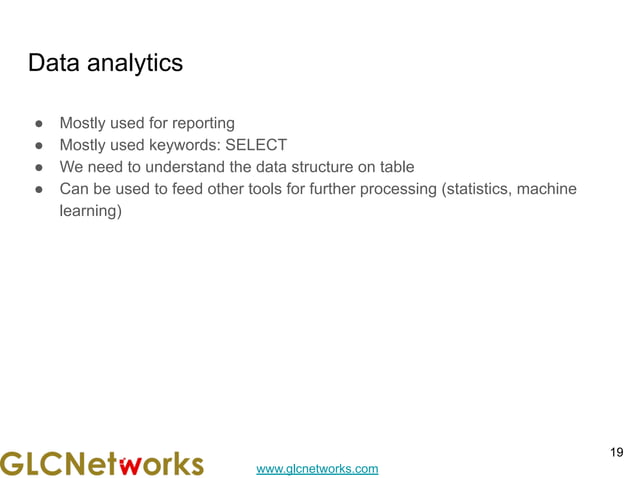Data Analytics with DBMS | PPT