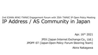 IP Address / AS Community in Japan | PPT