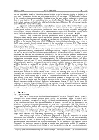 Profile of open-start problem-solving with context Sarangan Lake viewed ...