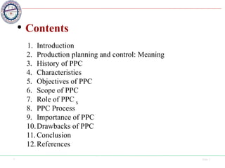 PPC, production planning and control,role importance | PPT