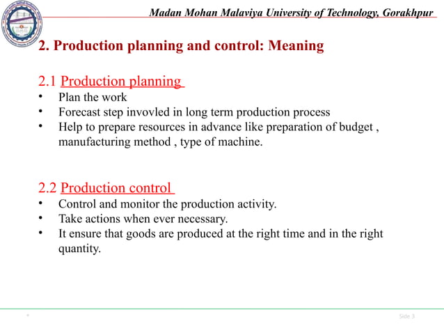 PPC, production planning and control,role importance | PPT