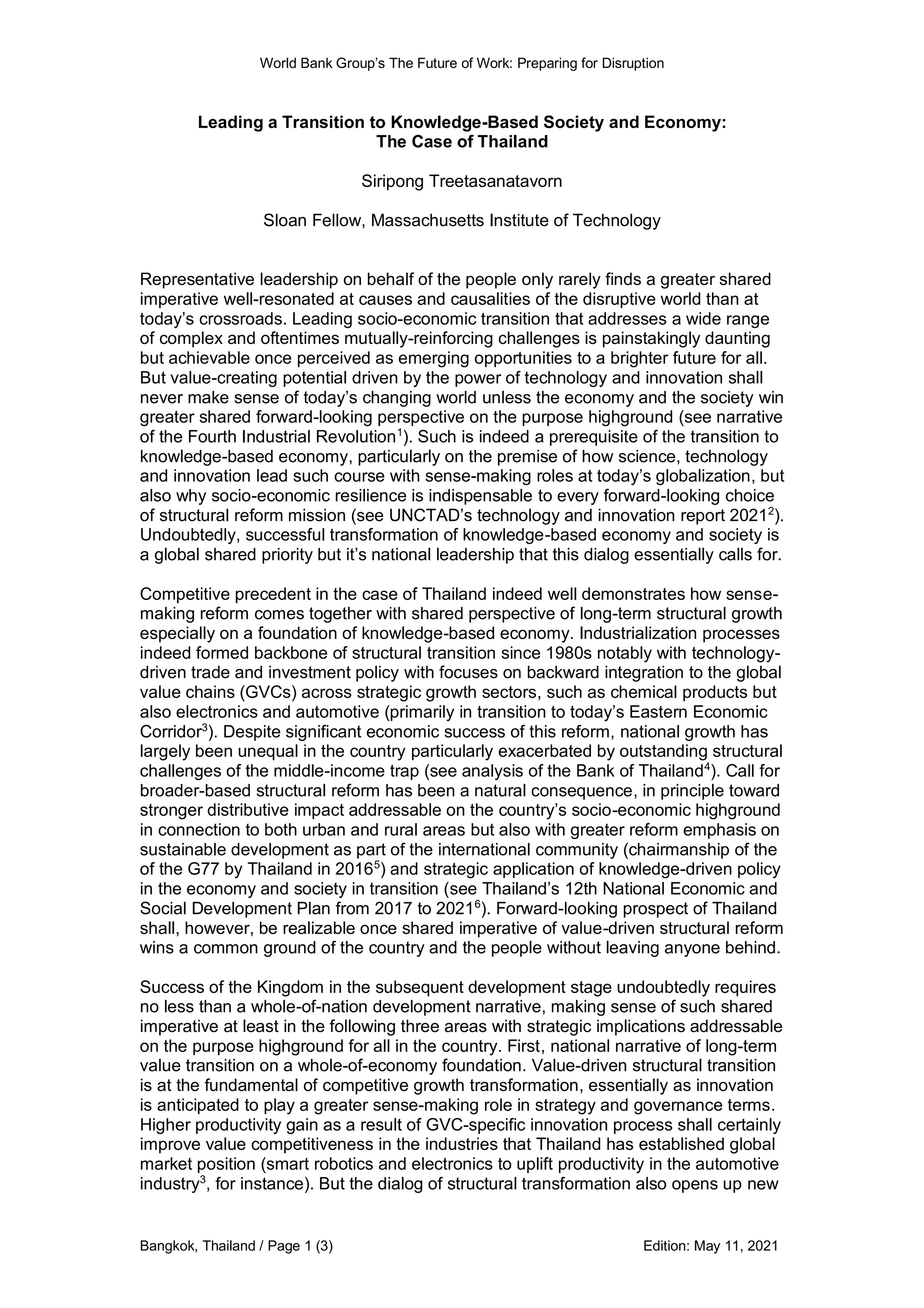 Leading a Transition to Knowledge-Based Society and Economy: The Case ...