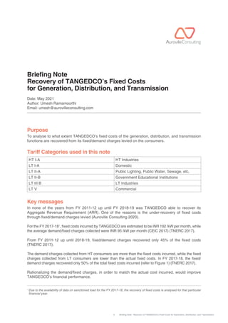 BRIEFING NOTE: RECOVERY OF TANGEDCO’S FIXED COSTS FOR GENERATION ...