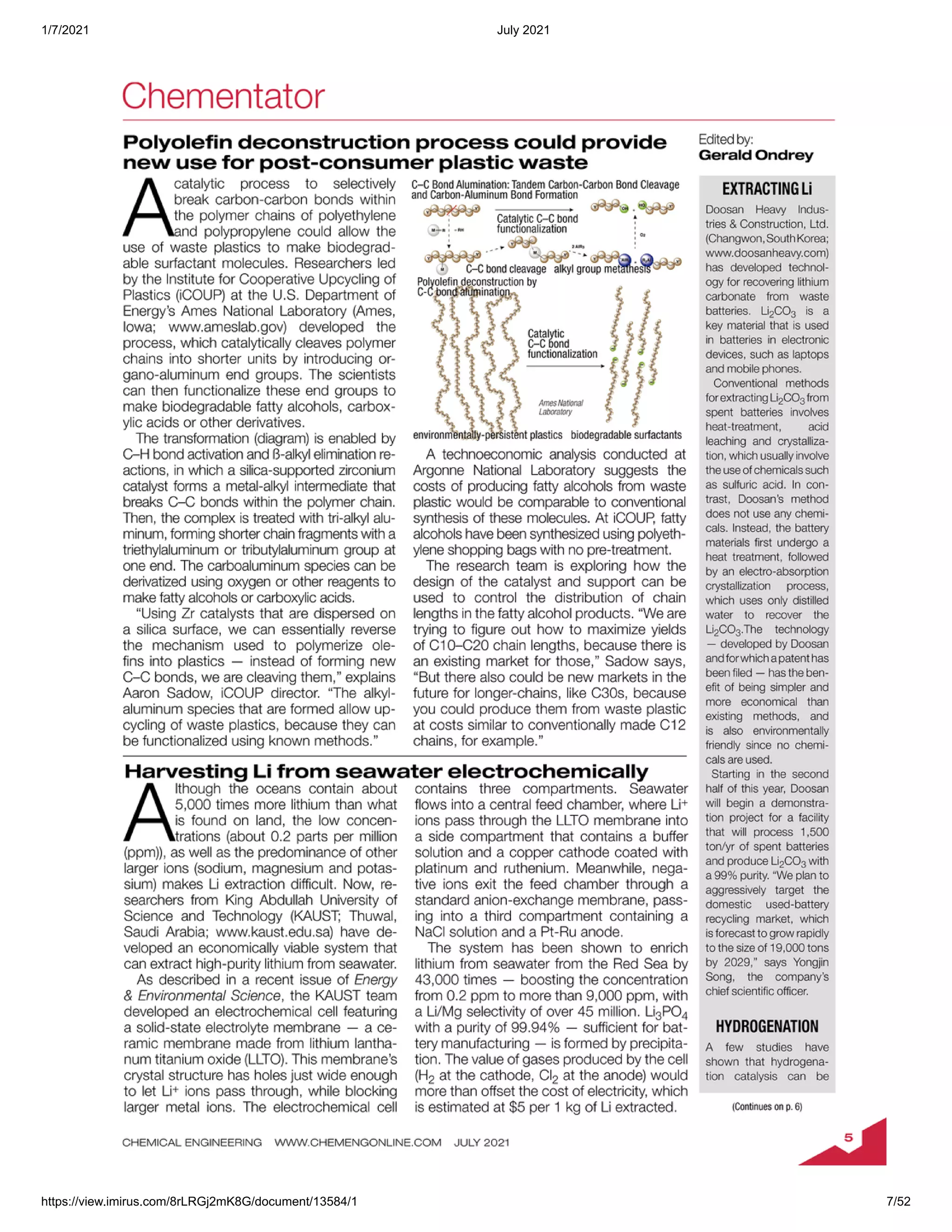 Chemical Engineering Magazine July 2021 | PDF