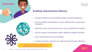 The Viscosity Reduction Platform: Enabling subcutaneous (subQ) delivery ...