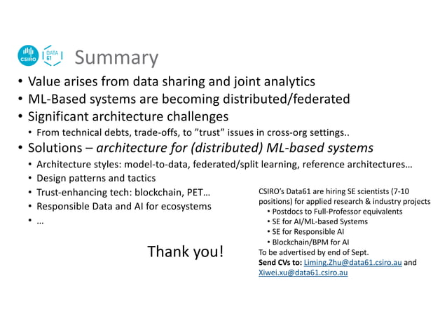 Distributed Trust Architecture: The New Reality of ML-based Systems | PPT