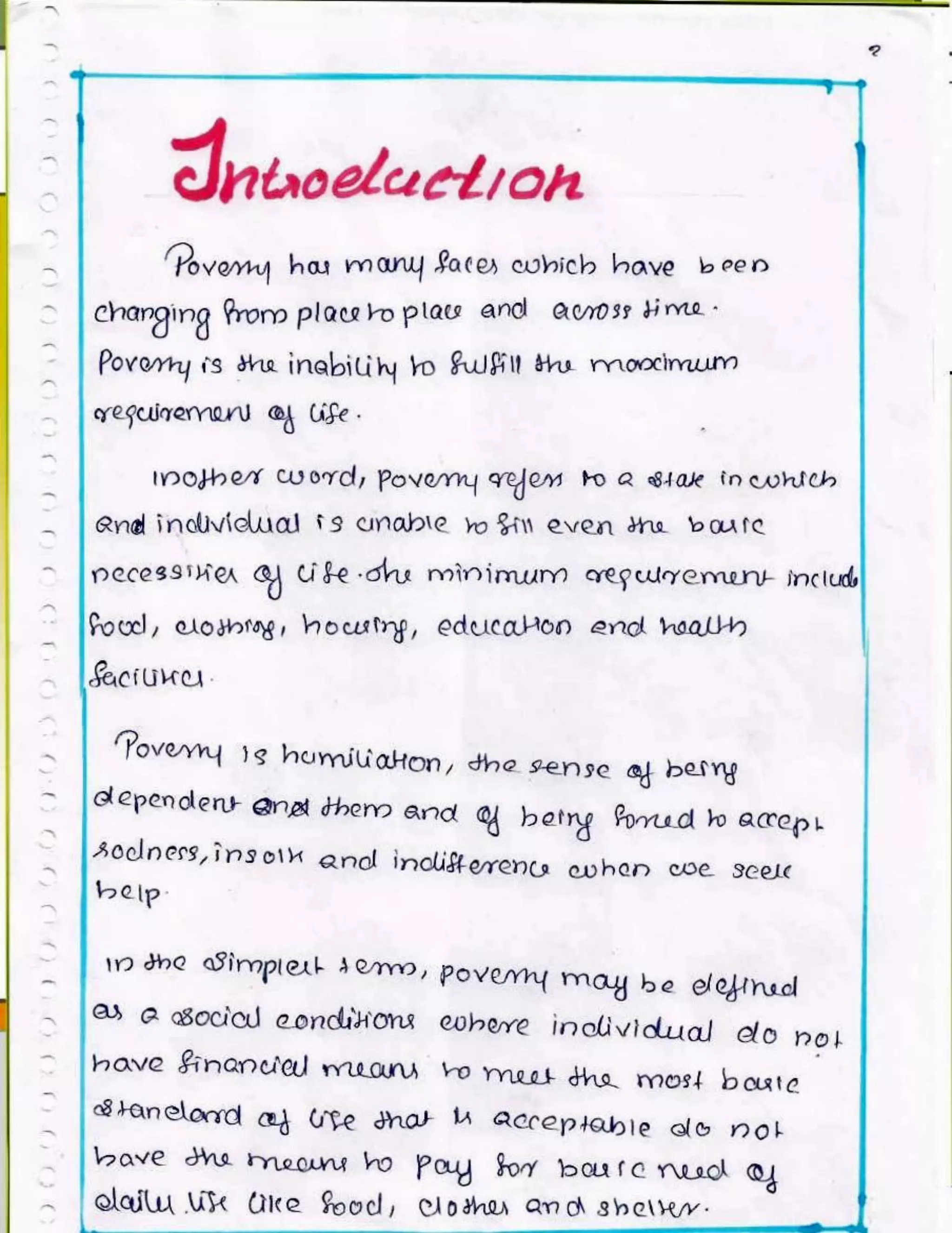 poverty project class 12th 1 part | PDF