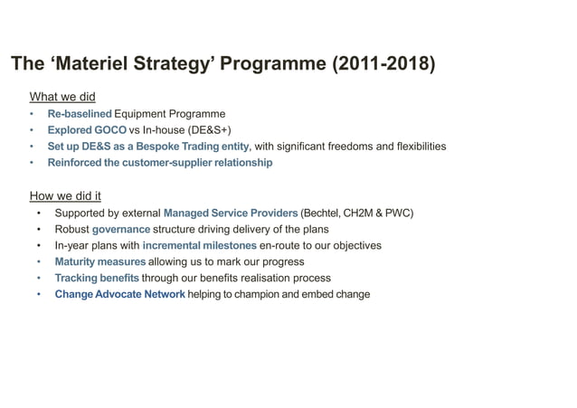 Transforming Project Delivery in MoD Defence Equipment and Support ...