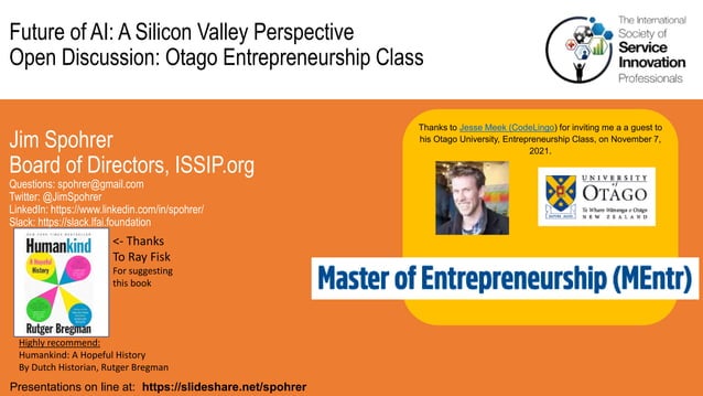 20211107 jim spohrer otago entrepreneurship v6 | PPT