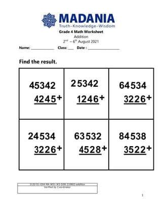 addition simple numbers | PDF
