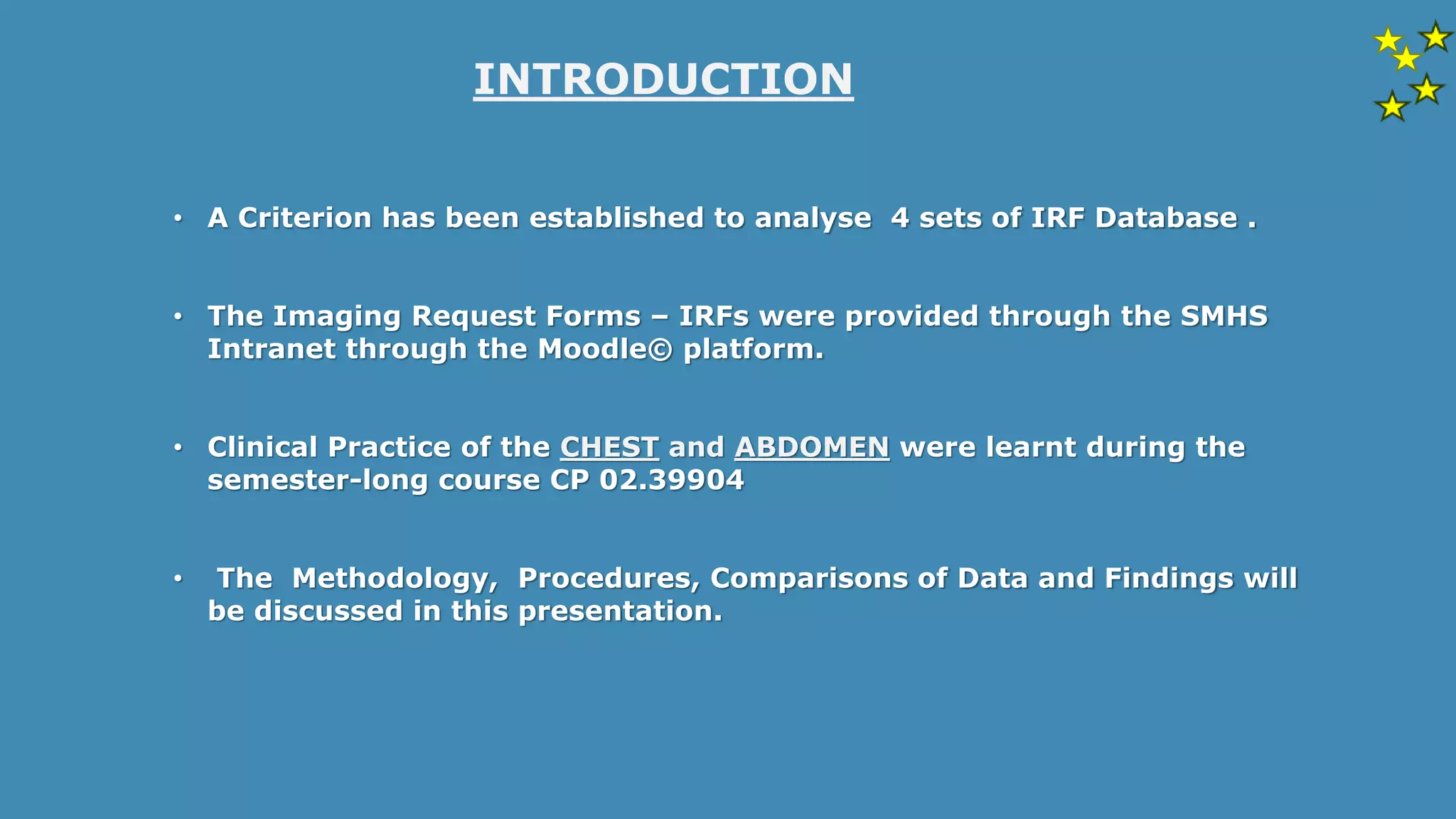 IMAGING REQUEST FORMS IRF ANALYSIS 2021 | PPTX