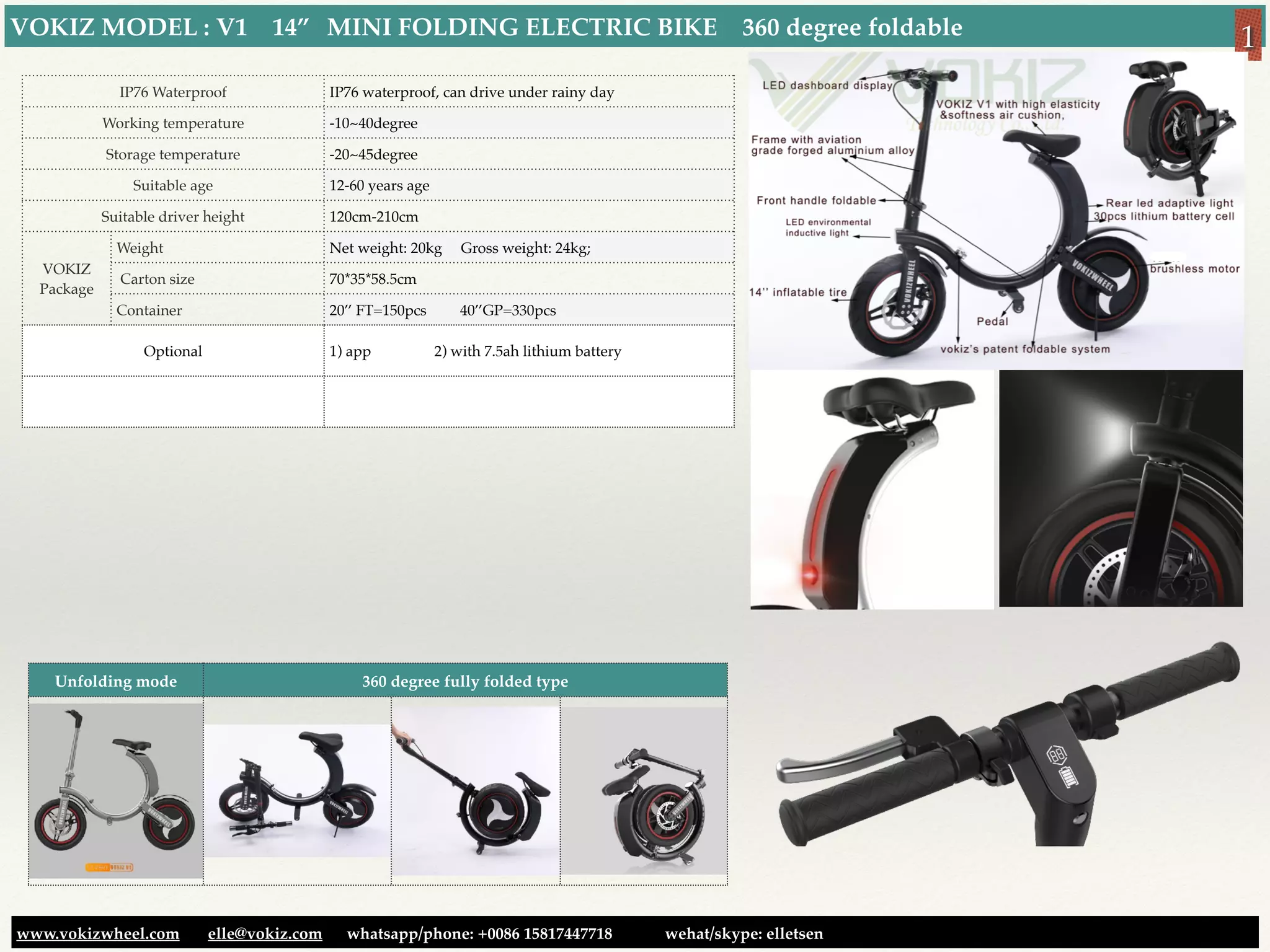 2021 VOKIZ electric bikes and electric scooters brochure | PDF