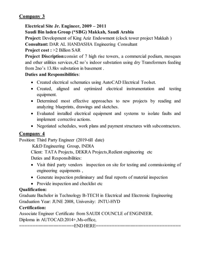 project electrical engineer | DOCX