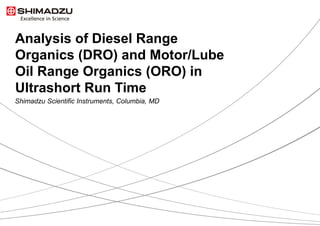 Analysis of Diesel Range Organics (DRO) and Motor/Lube Oil Range ...