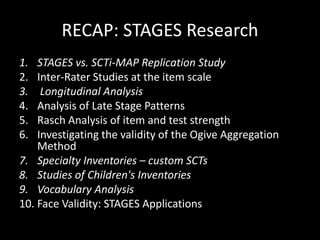 2021 Summary of Research on the STAGES Developmental Model | PPT