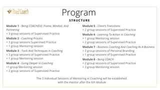 Being Coach(ed) - Essential Coaching Skills, Program Description | PPT