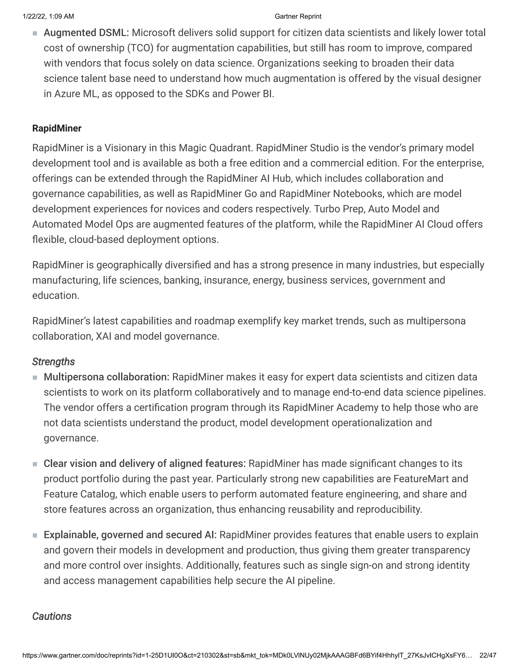 2021 gartner mq dsml | PDF