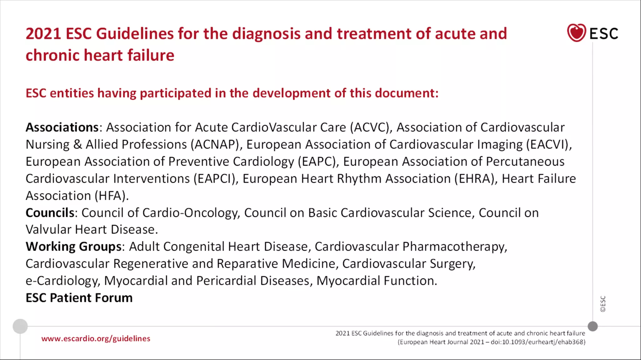 2021 ESC Guidelines for diagnosis and treatment of Acute and Chronic ...