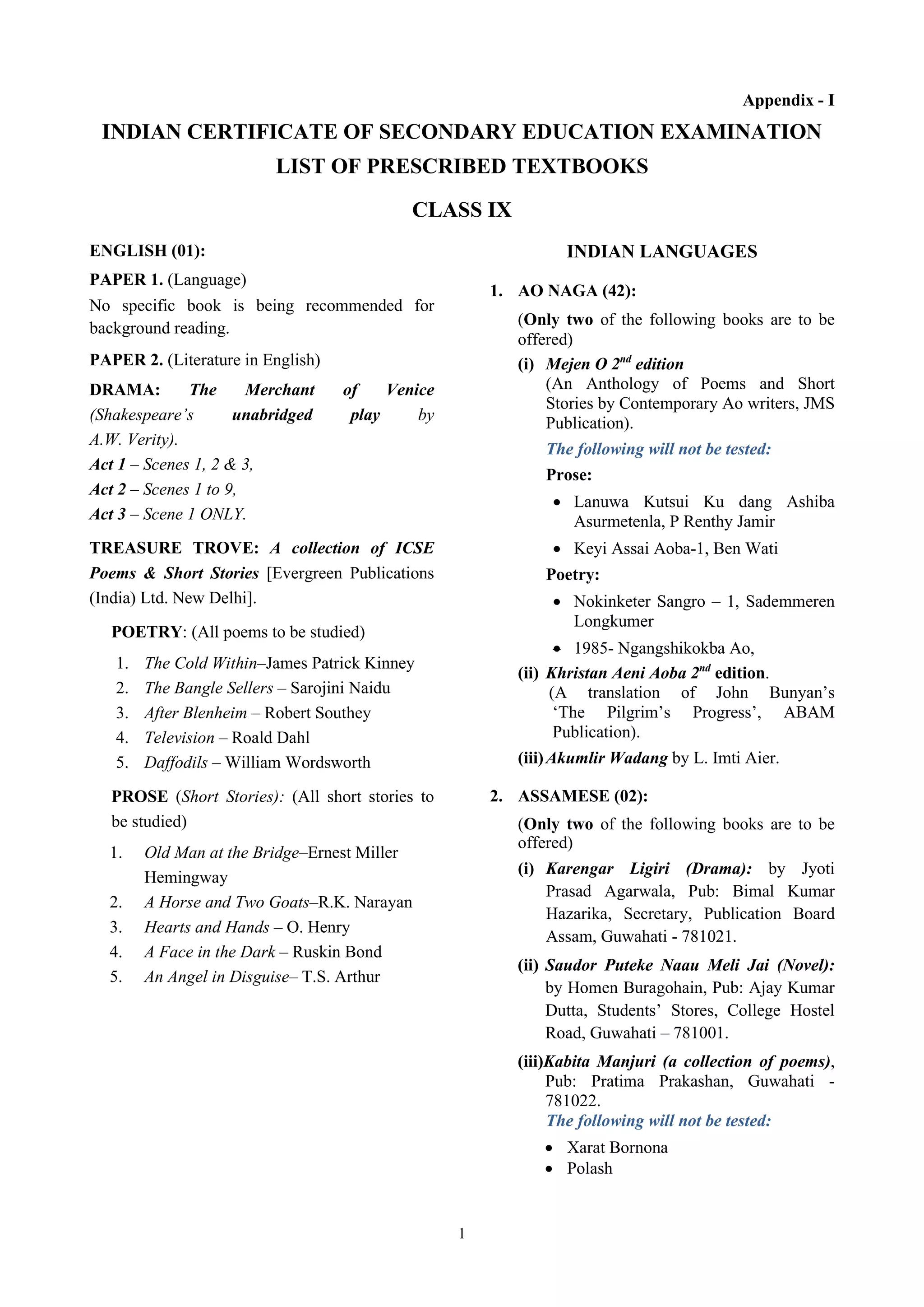 2021 icse reducedsylabiix-appendix-i | PDF