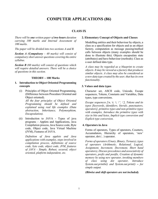 2021 icse reducedsylabiix-computer applications | PDF