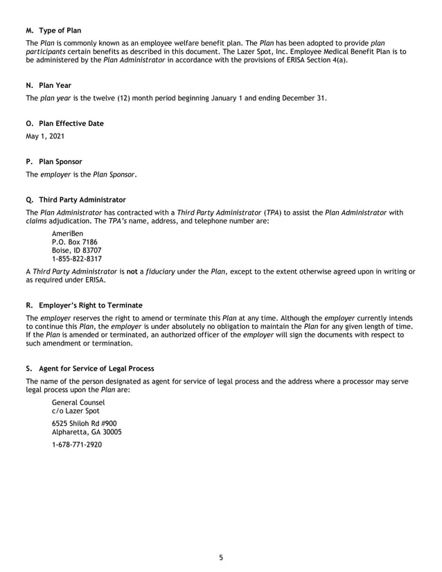 2021 lazer spot medical plan document and spd | PDF | Health Insurance ...