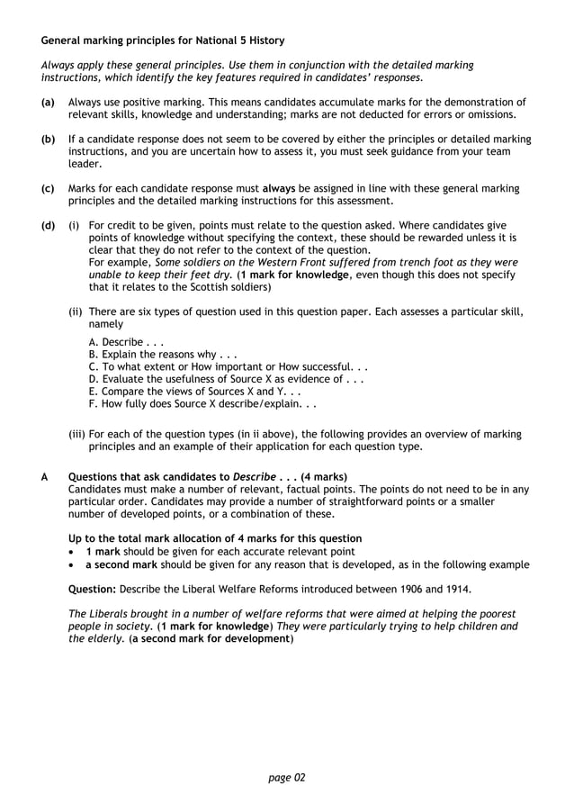 National 5 History exam - 2021 (marking instructions) | PDF | Resume ...