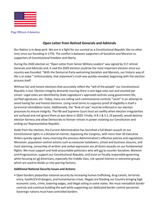 2021 open letter from retired generals and adm | PDF