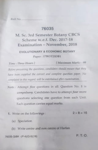 2021 Papers M.sc Botany | PDF