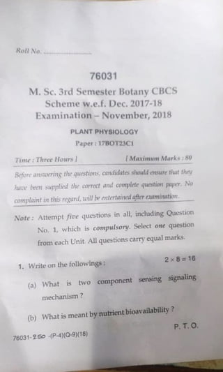 2021 Papers M.sc Botany | PDF
