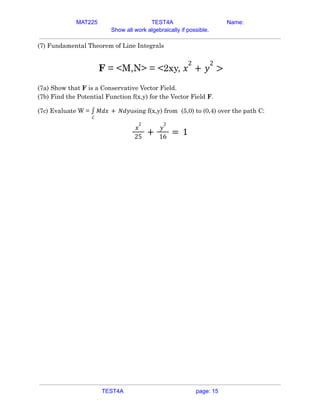 2021 preTEST4A Vector Calculus | PDF | Physics | Science