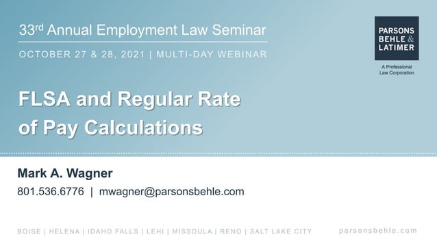 FLSA and Regular Rate of Pay Calculations | PPTX