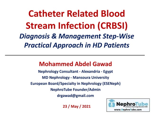 Catheter Related Blood Stream Infection (CRBSI) - (Diagnosis ...