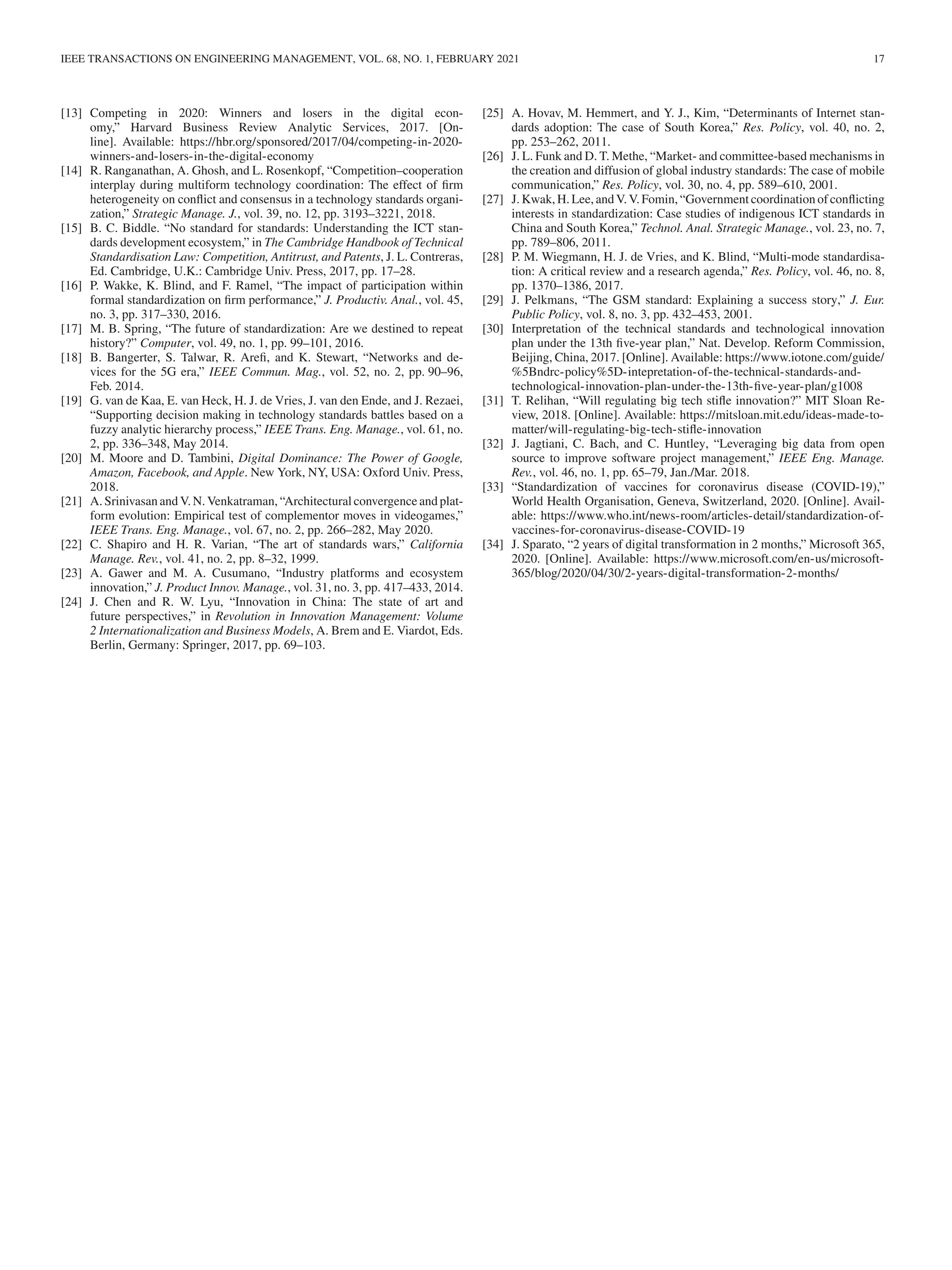 Standardization in a Digital and Global World: State-of-the-Art and ...