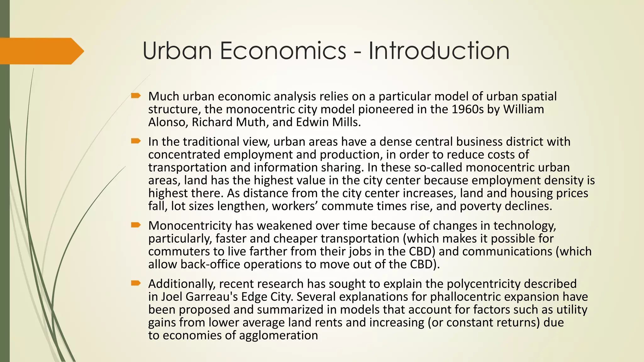 Urban Economics - Introduction, Principles | PDF