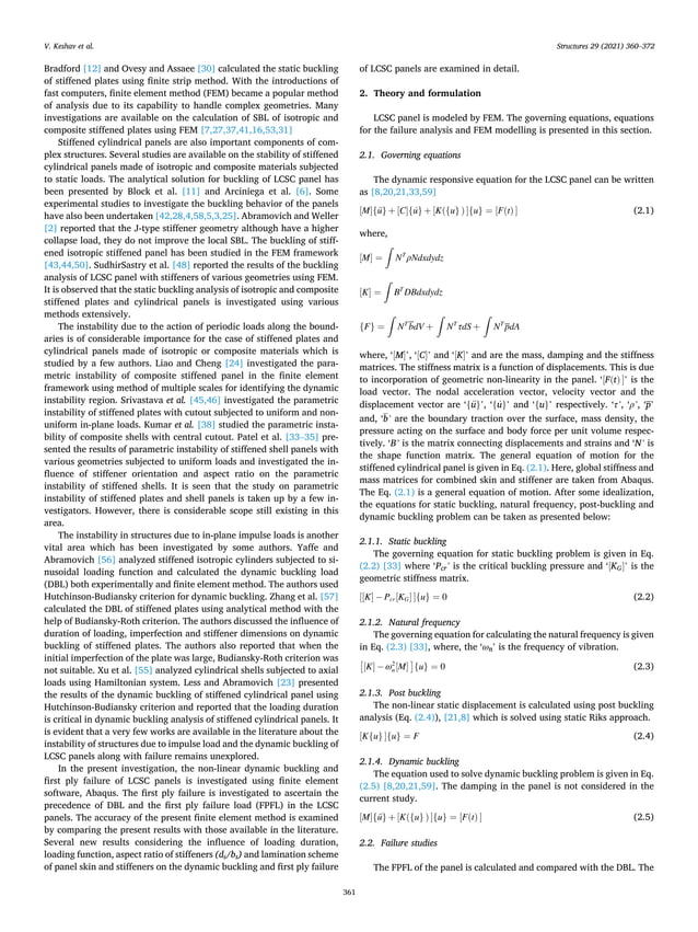 2021 v keshav non-linear stability and failure of laminated composite stiffened cylindrical ...