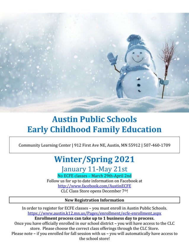 2020-21 Winter/Spring ECFE Brochure | PDF