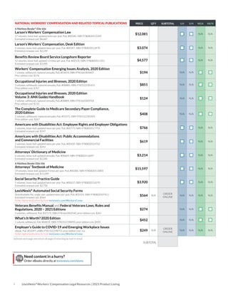 2021 Workers Compensation product listing | PDF