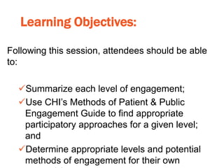 Levels of Engagement and Appropriate Methods | PPTX