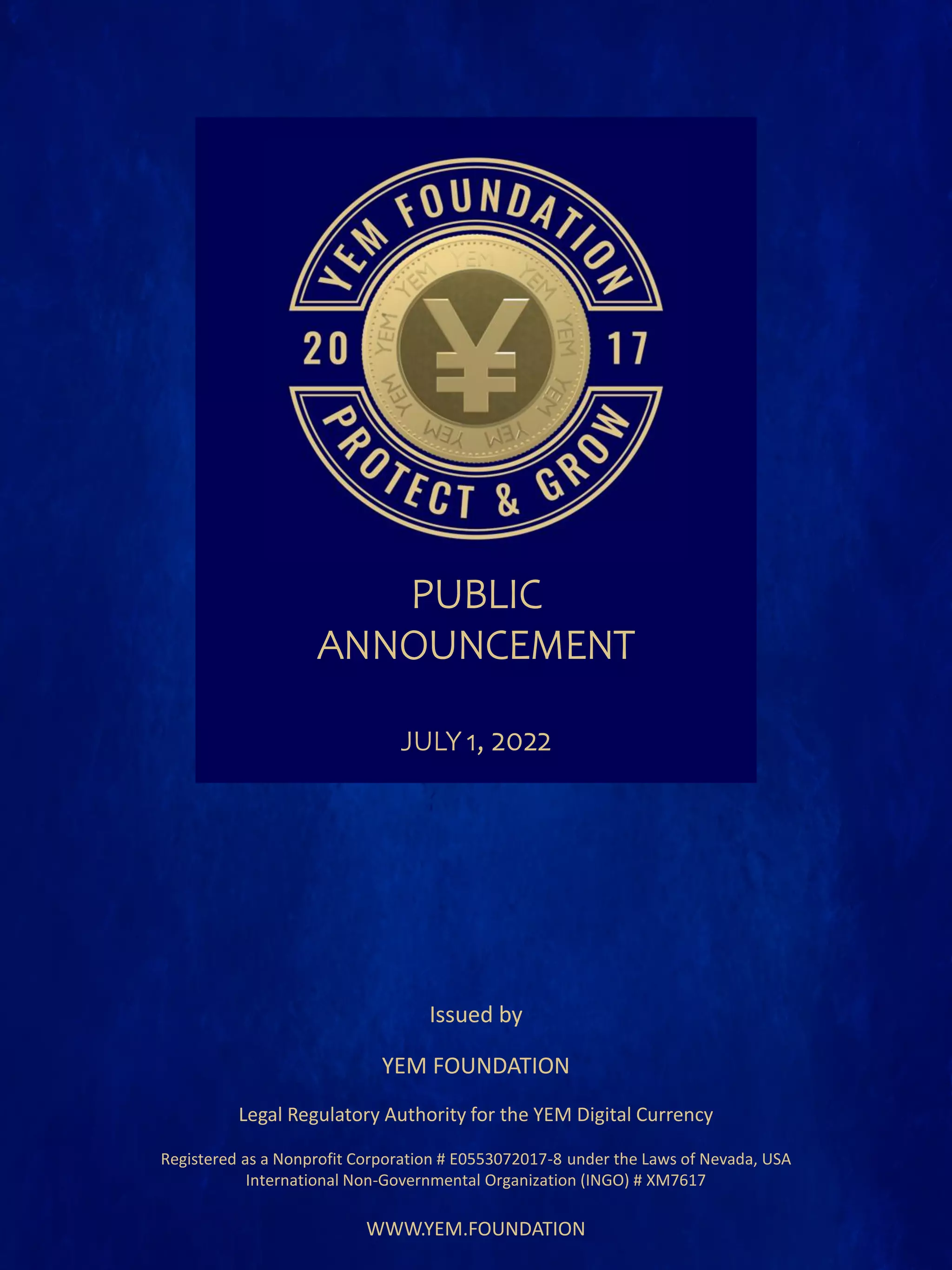 YEM Foundation 2022-07-01 Public Announcemennt | PDF