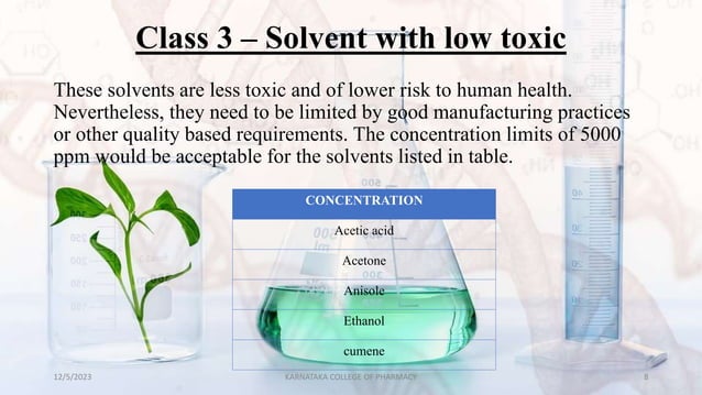 INPURITIES IN RESIDUAL SOLVENT | PPTX | Chemistry | Science