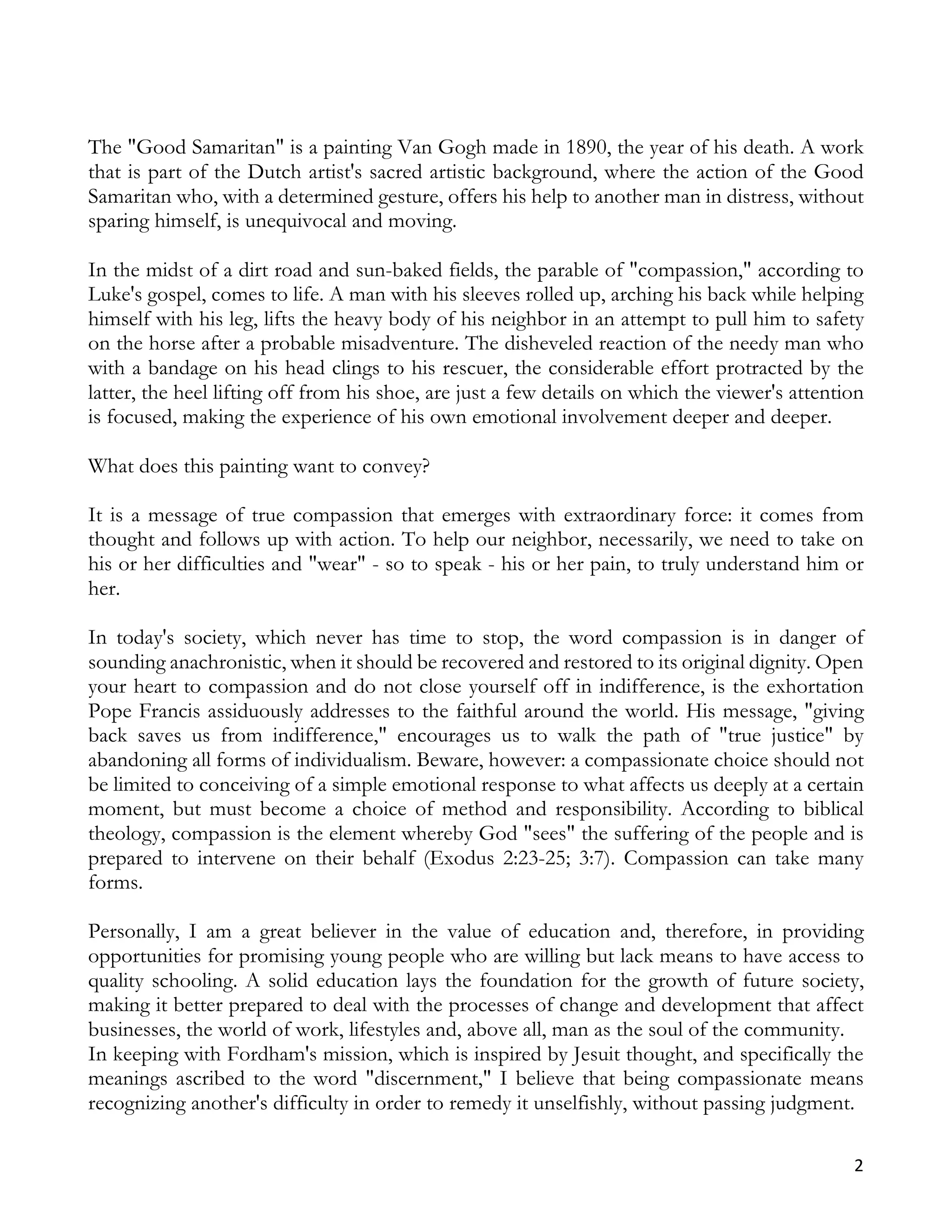 Van Gogh and the "Good Samaritan": when compassion becomes solidarity ...