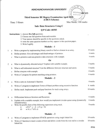3rd Semester Computer Science and Engineering (ACU-2022) Question papers | PDF