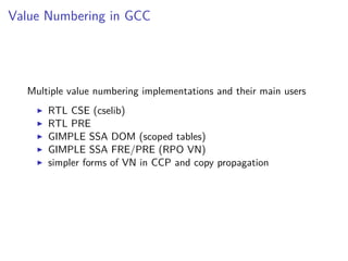 2022 Cauldron Value Numbering for gcc versions | PDF