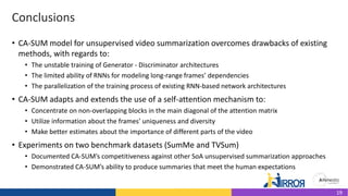 CA-SUM Video Summarization | PPTX | Video Software | Computer Software and Applications