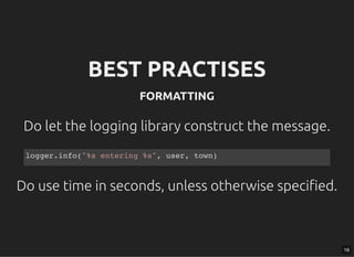 Pycon SE 2022 LT - Python Logging Best Practises | PPT
