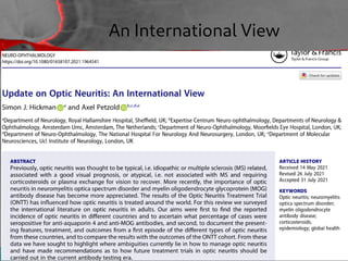Optic Neuritis: diagnosis and classification 2022