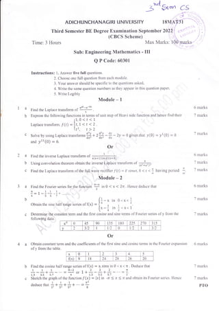 3rd Semester Computer Science and Engineering (ACU - 2022) Question papers | PDF