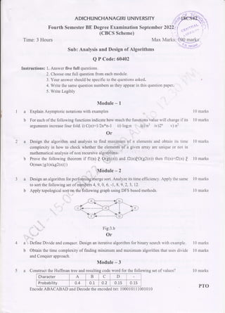 4th Semester Computer Science and Engineering (ACU-2022) Question Paper ...