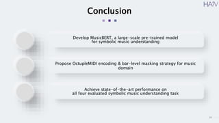 MusicBERT: Symbolic Music Understanding with Large-Scale Pre-Training ...